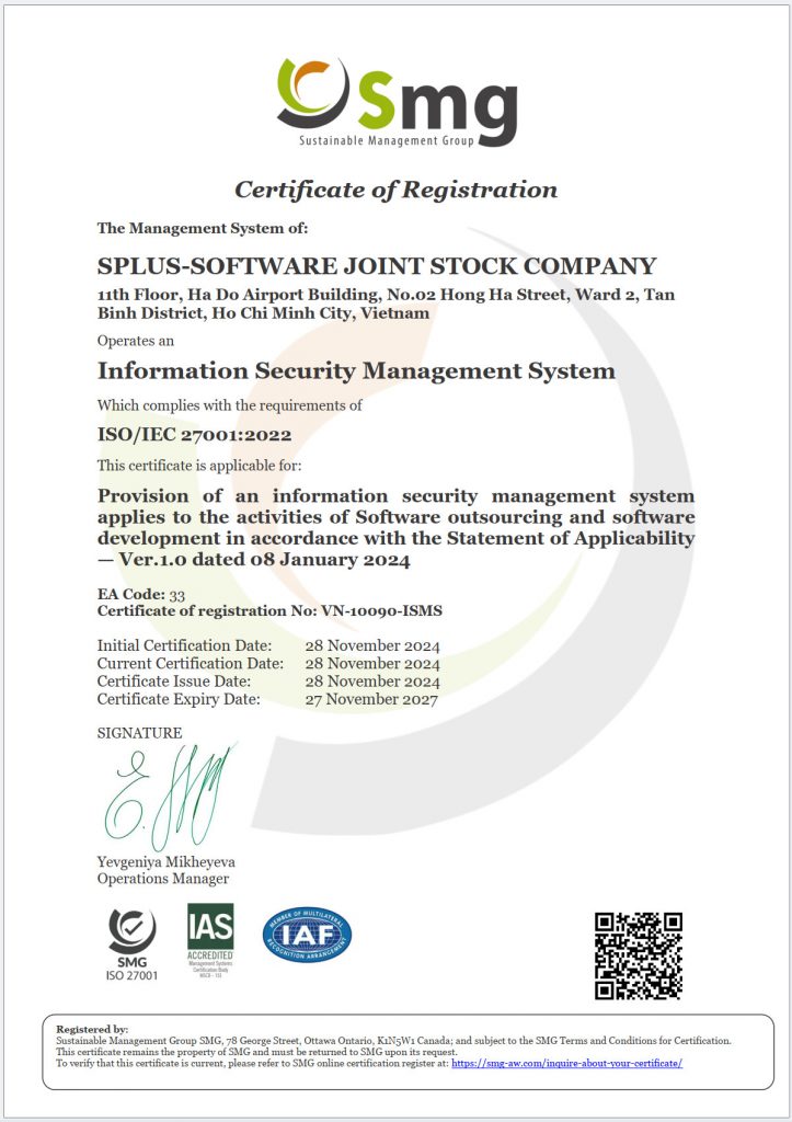 SPLUS-SOFTWARE UPGRADES INFORMATION SECURITY MANAGEMENT SYSTEM TO ISO ...